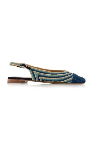 Gabriela Hearst Strength Raffia Slingback Flats - Blue