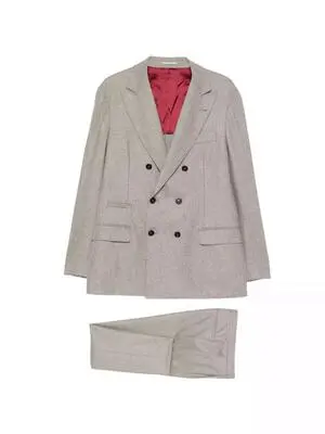 Brunello Cucinelli Double-breasted Wool Suit - Grey