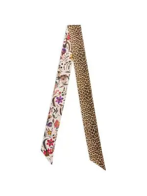 Roberto Cavalli Leopard-print Floral-pattern Scarf - Brown