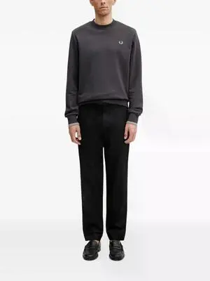 Fred Perry Embroidered Tipped Cuff Sweater - Grey
