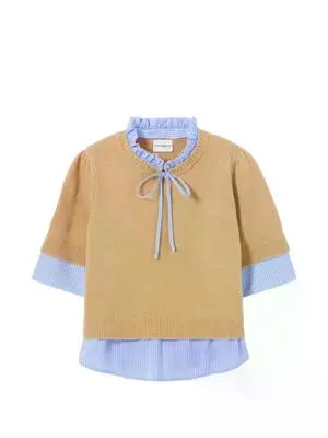 Claudie Pierlot Striped Wool Jumper With Victorian Collar