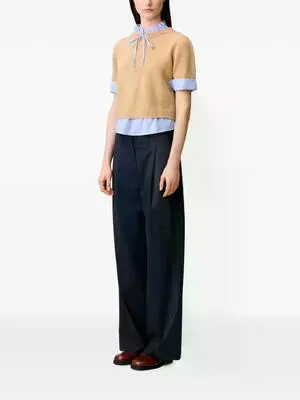 Claudie Pierlot Striped Wool Jumper With Victorian Collar