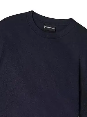Emporio Armani Logo-embroidered Crepe T-shirt - Blue
