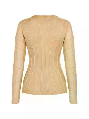 Cult Gaia Raised-seam Fine-knit Top
