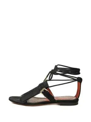 Santoni Fringe Lace-up Sandals
