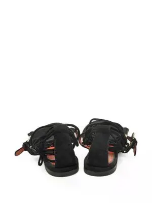 Santoni Fringe Lace-up Sandals