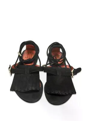 Santoni Fringe Lace-up Sandals