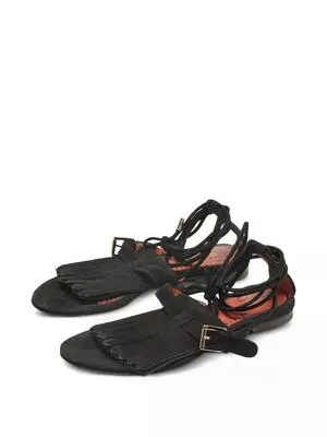Santoni Fringe Lace-up Sandals