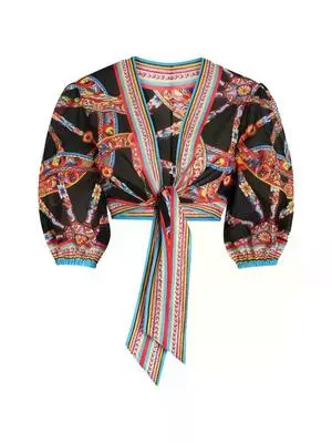 Dolce & Gabbana Carretto-print Batiste Top - Black