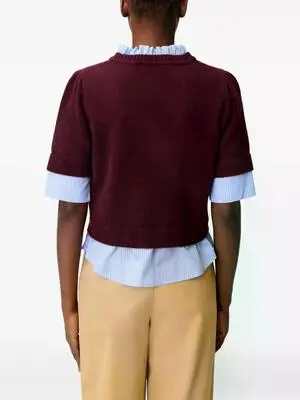 Claudie Pierlot Short-sleeve Knit Top With Ruffled Collar