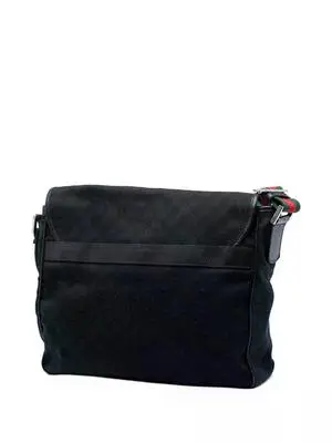 Gucci Gg Canvas Web Flap Messenger Bag - Black