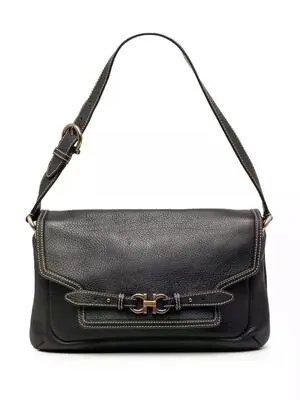 FERRAGAMO Double Gancini Shoulder Bag - Black