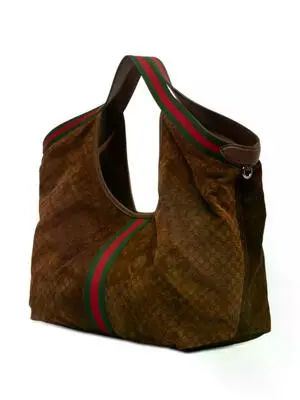Gucci Large Gg Suede Web Tote Bag