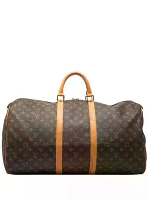 LOUIS VUITTON Monogram Keepall 55 Travel Bag - Brown
