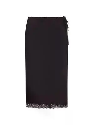 TONYWACK Lace-trim Side-tie Silk Midi Skirt