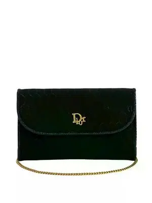 Dior Honeycomb Canvas Chain Flap Crossbody Bag - Black