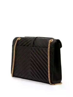 Saint Laurent Large Chevron Grain De Poudre Monogram Envelope Bag