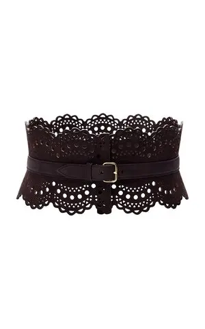 Alaïa Bustier Leather Belt - Brown