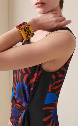 Dries Van Noten Patterned Enamel Cuff Bracelet