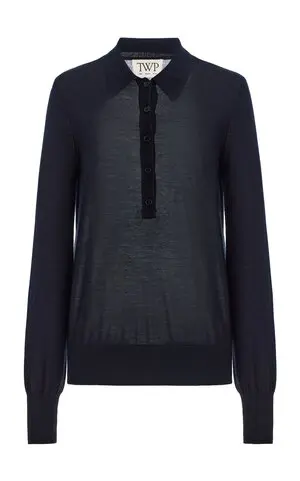 TWP Uma Cashmere Henley - Navy