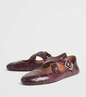 Alaïa Snakeskin Criss-cross Ballet Flats - Red