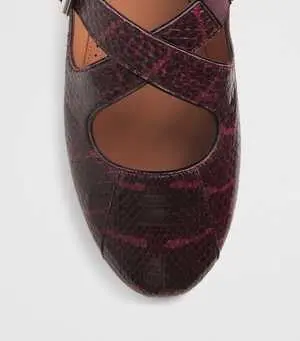 Alaïa Snakeskin Criss-cross Ballet Flats - Red