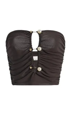 MORE NOIR Goya Strapless Jersey Top With Cut-out Detail - Brown