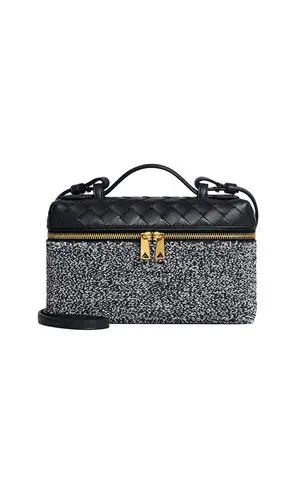 Bottega Veneta Leather And Raffia Vanity Case - Navy