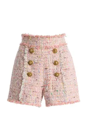 Balmain Buttoned Tweed Shorts - Multi