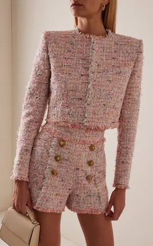 Balmain Tweed Cropped Spencer Jacket