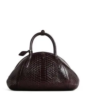 Alaïa Small Snakeskin Top Handle Bag - Red