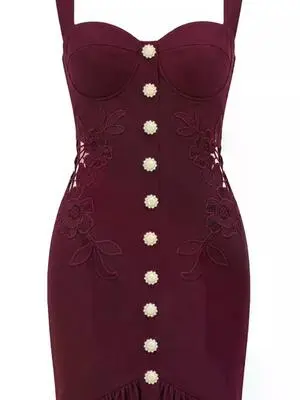 SELF-PORTRAIT Floral-lace Ruffled Midi Dress - Red