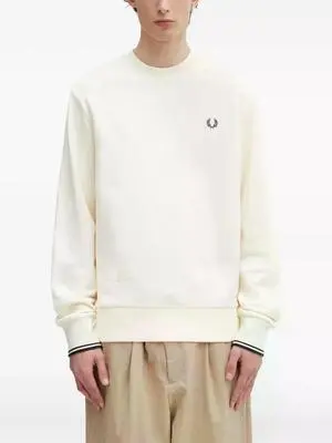 Fred Perry Logo-embroidered Tipped Cuff Sweater - Neutrals
