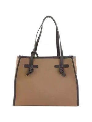 MARCELLA CLUB Medium Canvas Shoulder Bag With Leather Trim - Neutrals