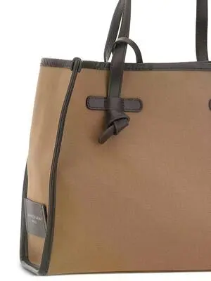 MARCELLA CLUB Medium Canvas Shoulder Bag With Leather Trim