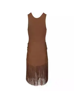 TALLER MARMO Sahara Lace-up Fringed Swimsuit - Brown