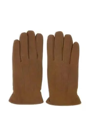 GIANNI CHIARINI Shearling-lined Suede Gloves - Brown