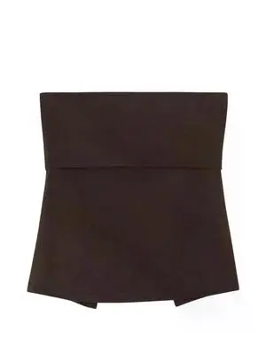 Closed Strapless Fold-over Jersey Tank Top - Brown
