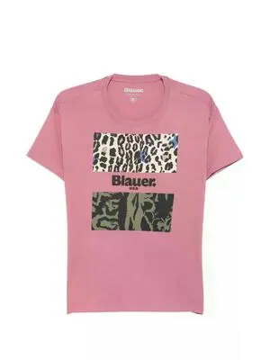 BLAUER. Logo Print Leopard Camouflage T-shirt