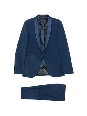 CARLO PIGNATELLI Shawl-lapel Single-breasted Three-piece Wool Suit - Blue