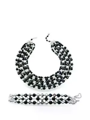JENNIFER GIBSON JEWELLERY Schiaparelli Monochrome Multi-strand Necklace - Black