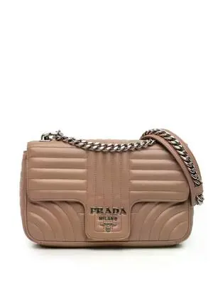 Prada Soft Calf Impunture Diagramme Crossbody Bag - Neutrals