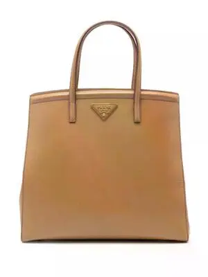 Prada Saffiano Vernice Parabole Satchel - Brown