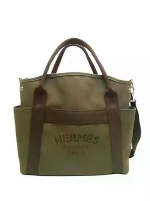 Hermès Toile Sac De Pansage Grooming Bag Satchel - Brown