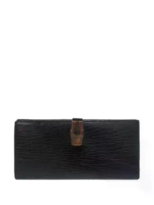 Gucci 20th Century Textured Leather Bamboo Wallet Long Wallets - Black
