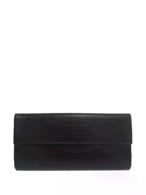 Gucci 20th Century Textured Leather Bamboo Wallet Long Wallets