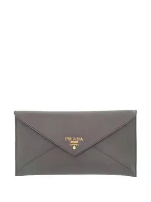 Prada Saffiano Envelope Clutch Bag - Grey
