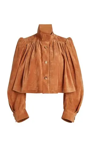 Chloé Cropped Suede Jacket - Brown