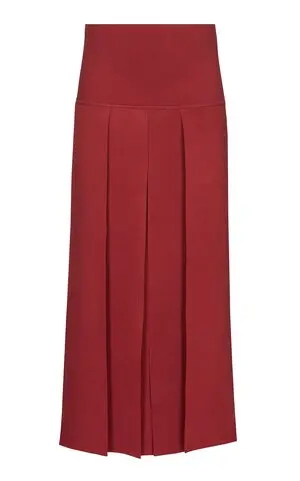 Alaïa Pleated Midi Skirt - Red