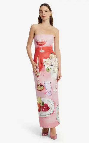 LEO LIN Rayna Embroidered Bustier Maxi Dress